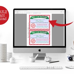 Editable Santa Cam Report Card, Naughty Warning Printable, Surveillance ...