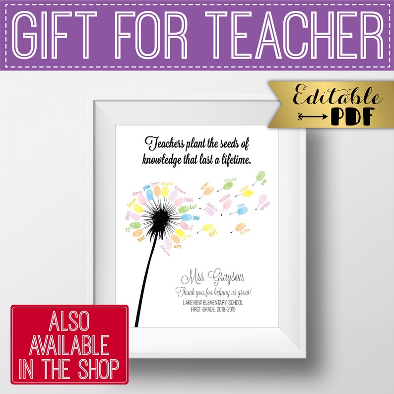 Printable Teacher Appreciation Gift Personalized Teacher - Etsy
