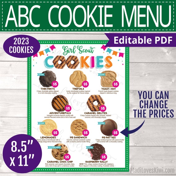 2023 ABC Girl Scout Cookie Menu, Printable Sale Flyer Instant Download ...