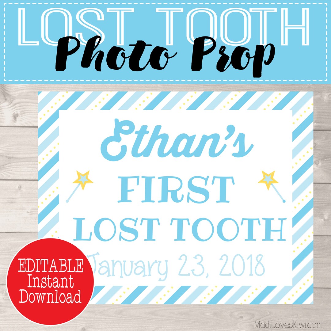 Boy Tooth Fairy Prop, First Lost Tooth Photo Prop, Printable First Lost ...