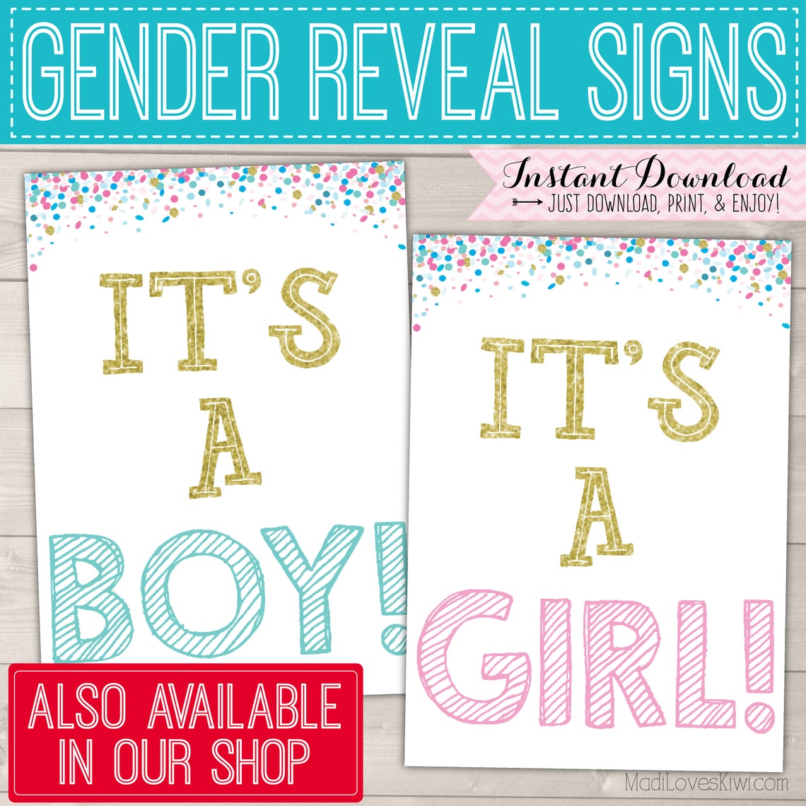Blue Pink Gender Reveal Invitations Party Invites Digital Etsy