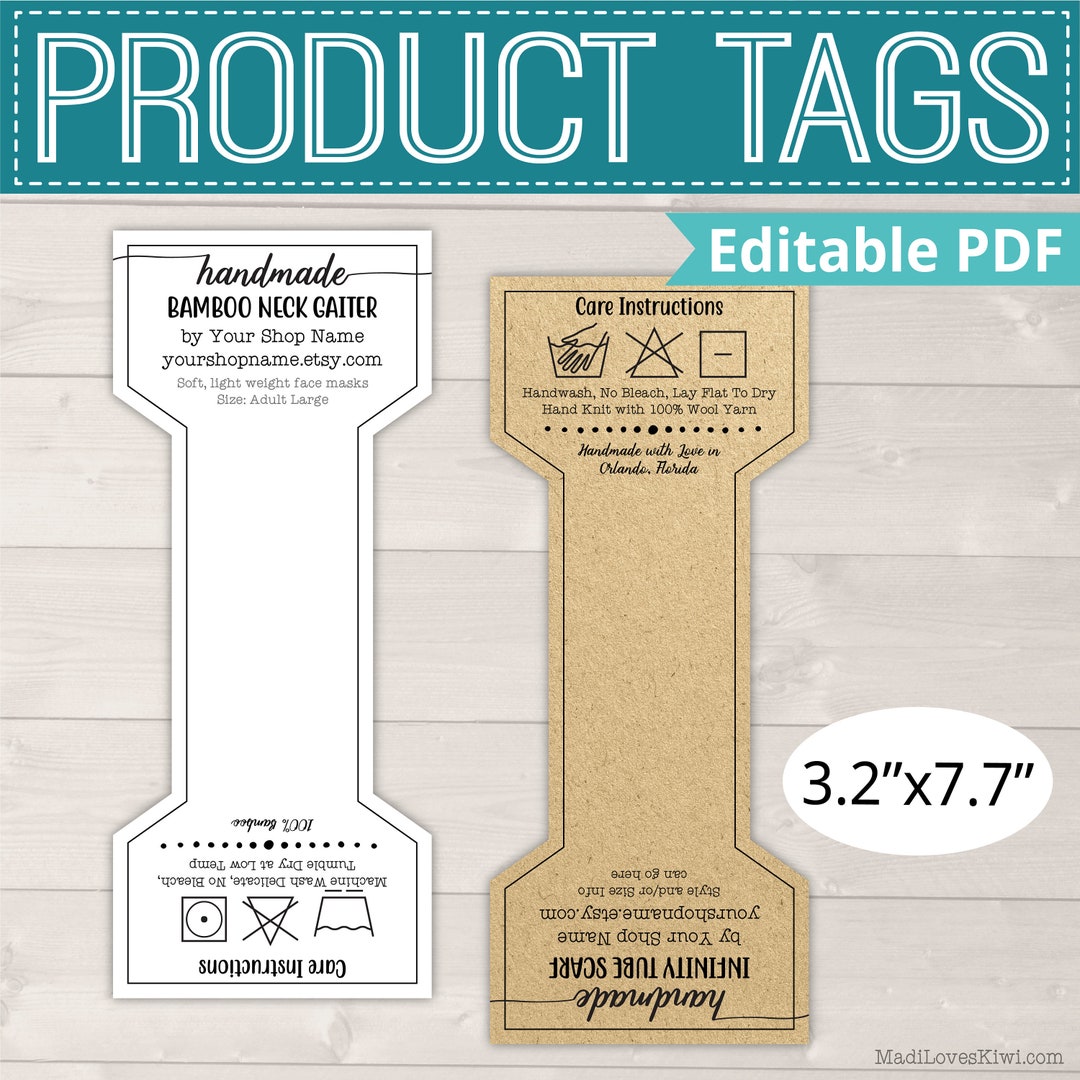 EDITABLE Headband Tag Template, Printable Neck Gaiter Product Label ...