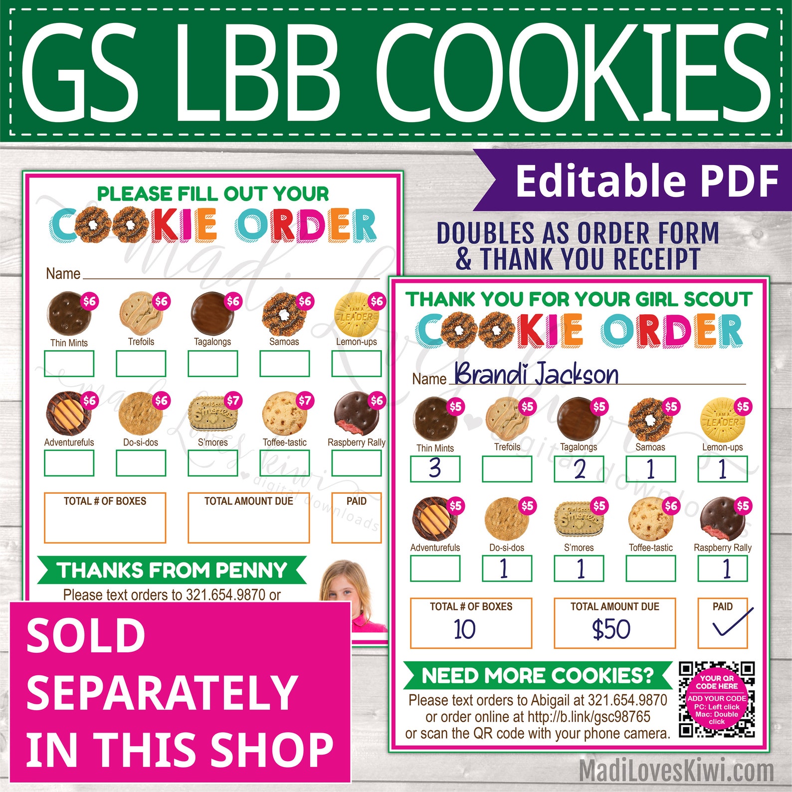 2023 Lbb Girl Scout Cookie Door Hanger With Qr Code Printable Etsy