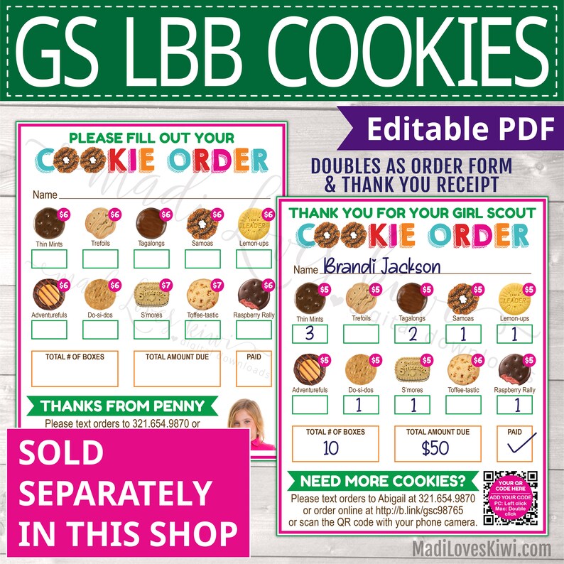 2023 Lbb Girl Scout Cookie Door Hanger With Qr Code Printable Etsy