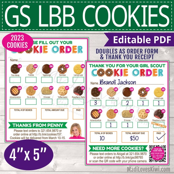 2023 LBB Girl Scout Thank You Card with QR Code, Printable Cookie Order ...