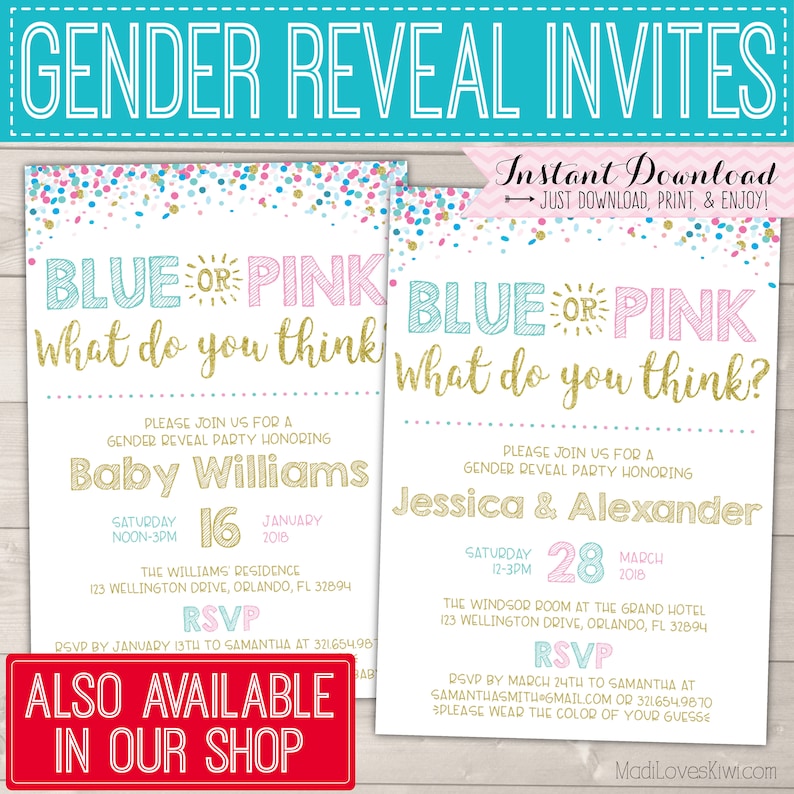 Blue or Pink Gender Reveal Voting Board Printable Party - Etsy