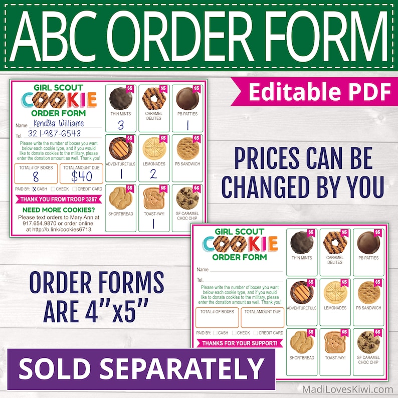 2023 ABC Printable Girl Scout Cookie Lanyard Editable Menu - Etsy