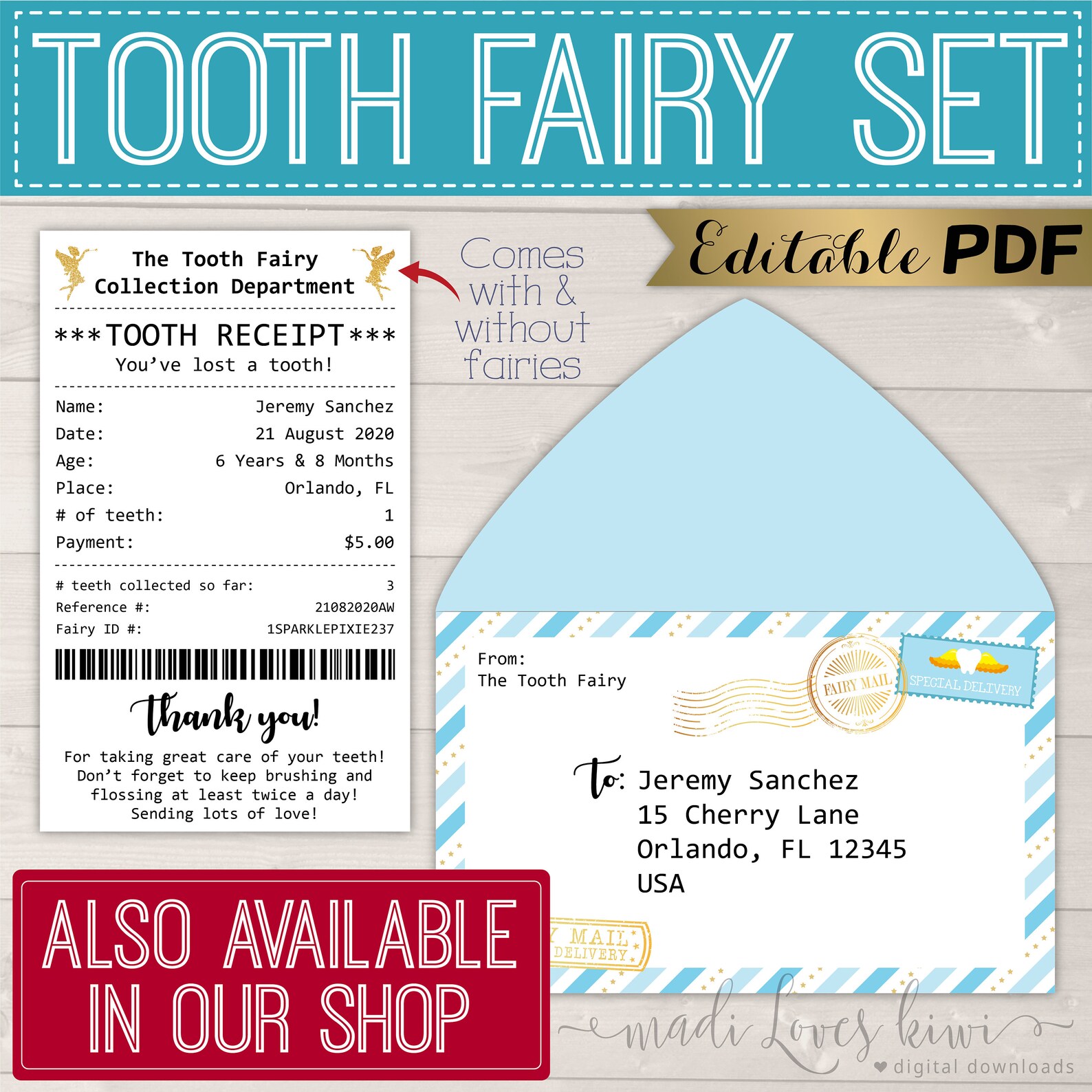 Vintage Printable Tooth Fairy Letter & Envelope Mini Lost - Etsy