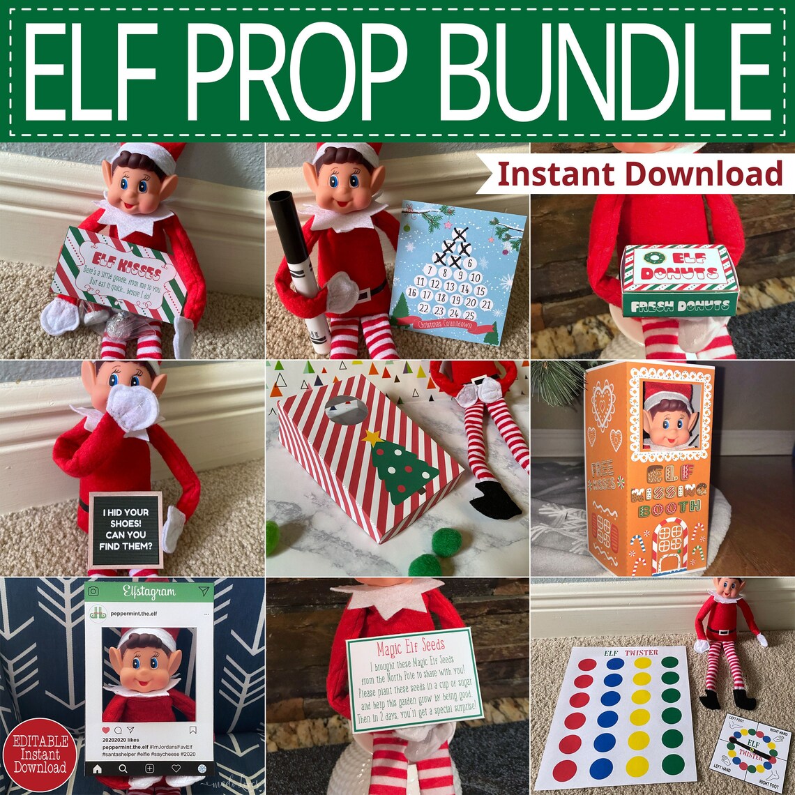 Printable Elf Prop Bundle Instant Download Christmas Cornhole | Etsy Canada