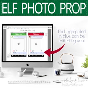 Mini Editable Elf Photo Prop, Printable Instagram Selfie Kit ...