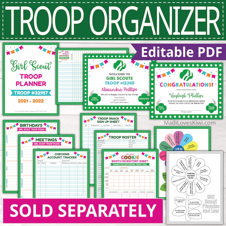 Editable Girl Scout Meeting Sign in Sheet Printable Troop - Etsy