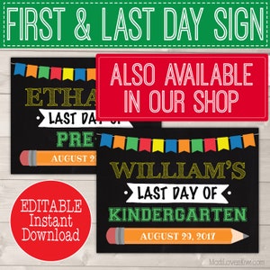 First Day of School Sign Reusable, Last Day Chalkboard Photo Prop ...