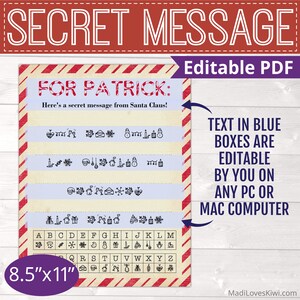 Editable Secret Message From Elf, Printable Christmas Worksheet Instant ...