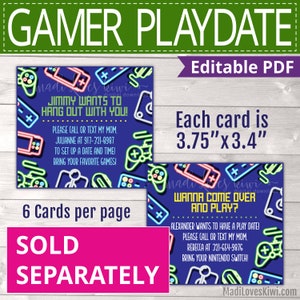 Editable Playdate Calling Card for Kid Printable, Summer Play Date ...