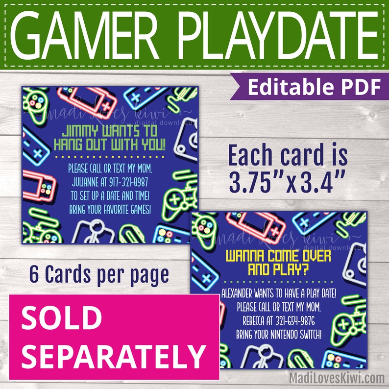 Editable Playdate Calling Card for Kid Printable Summer Play - Etsy