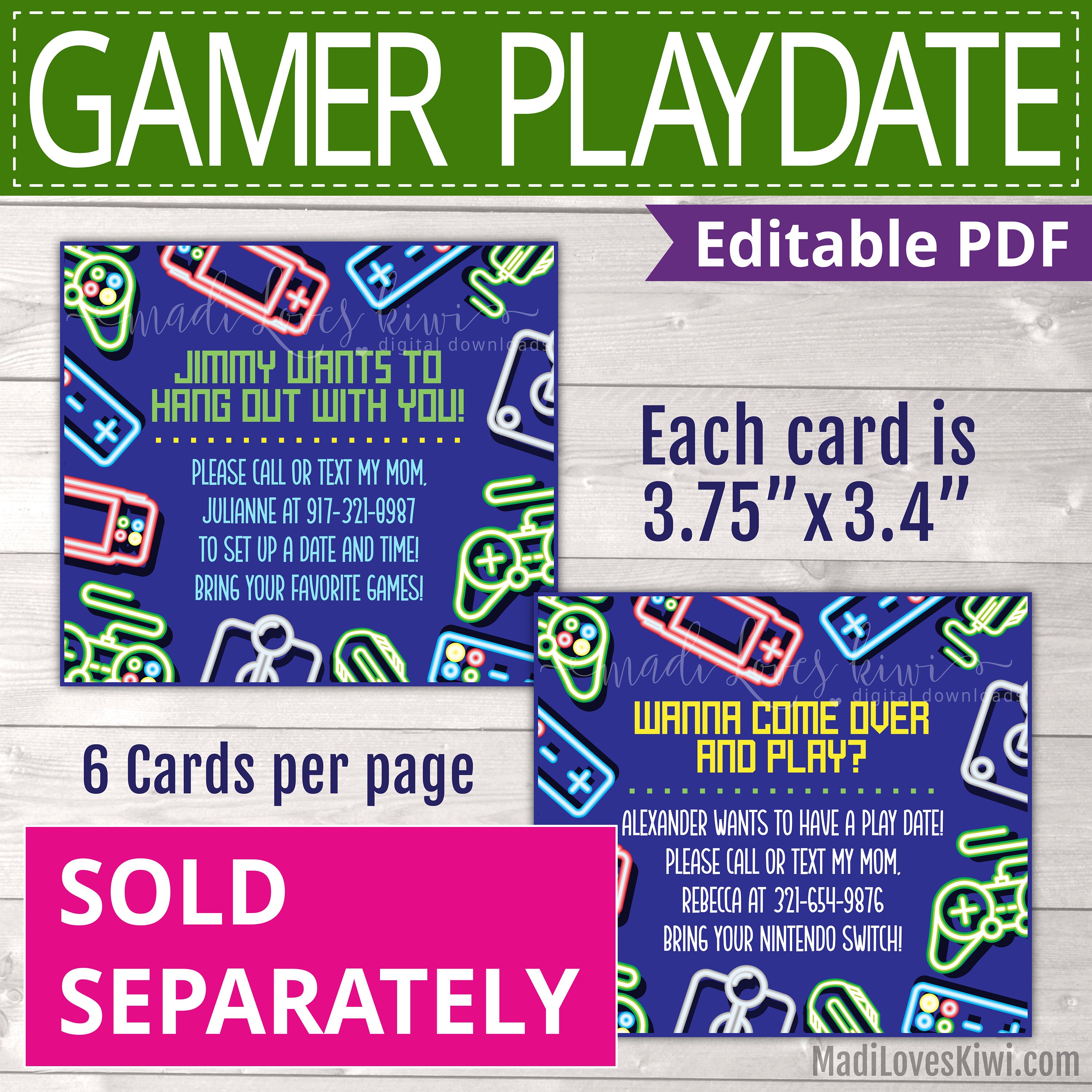 Editable Playdate Calling Card for Kid Printable Summer Play - Etsy Canada