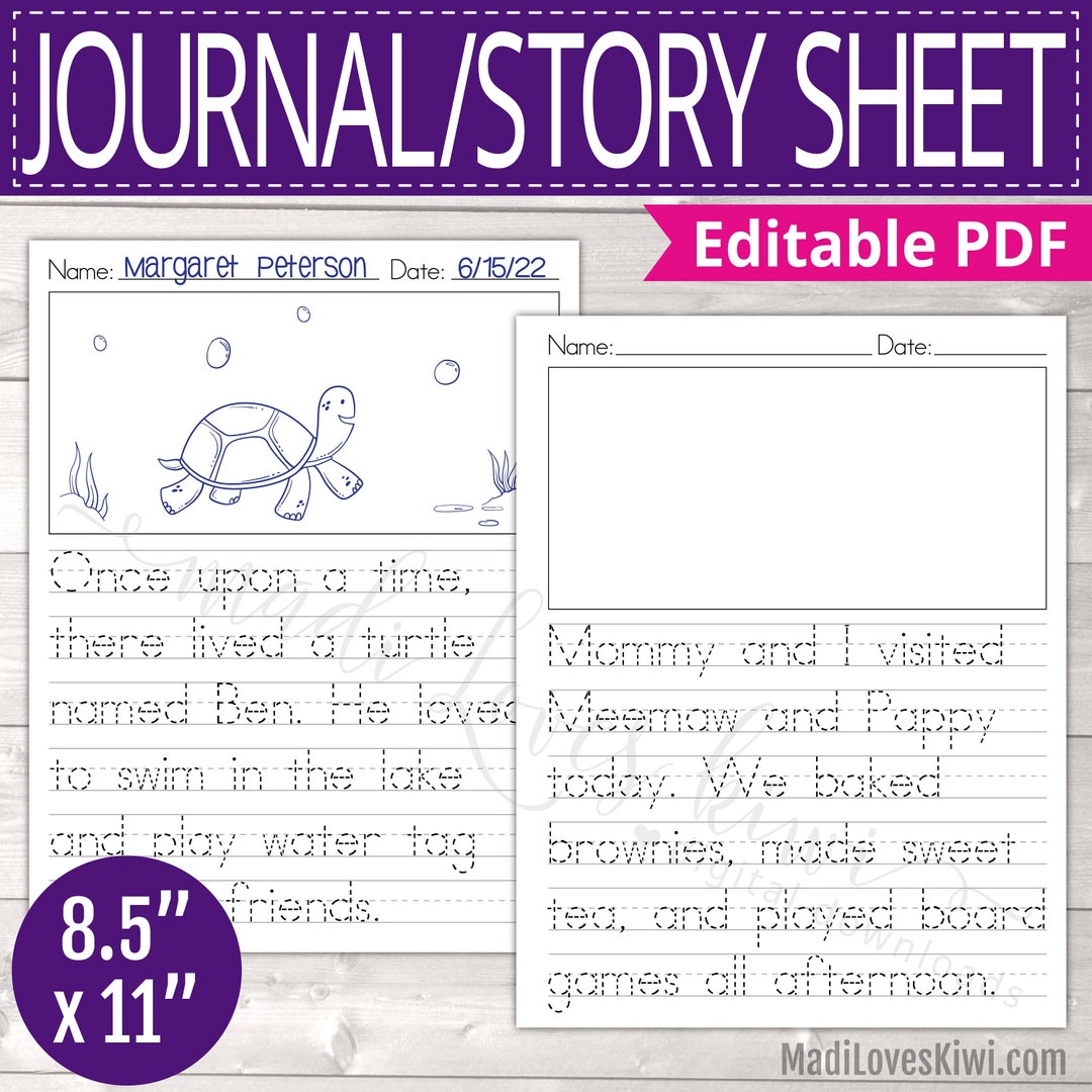 Editable Write & Draw Journal Page for Kid, Printable Story Template ...