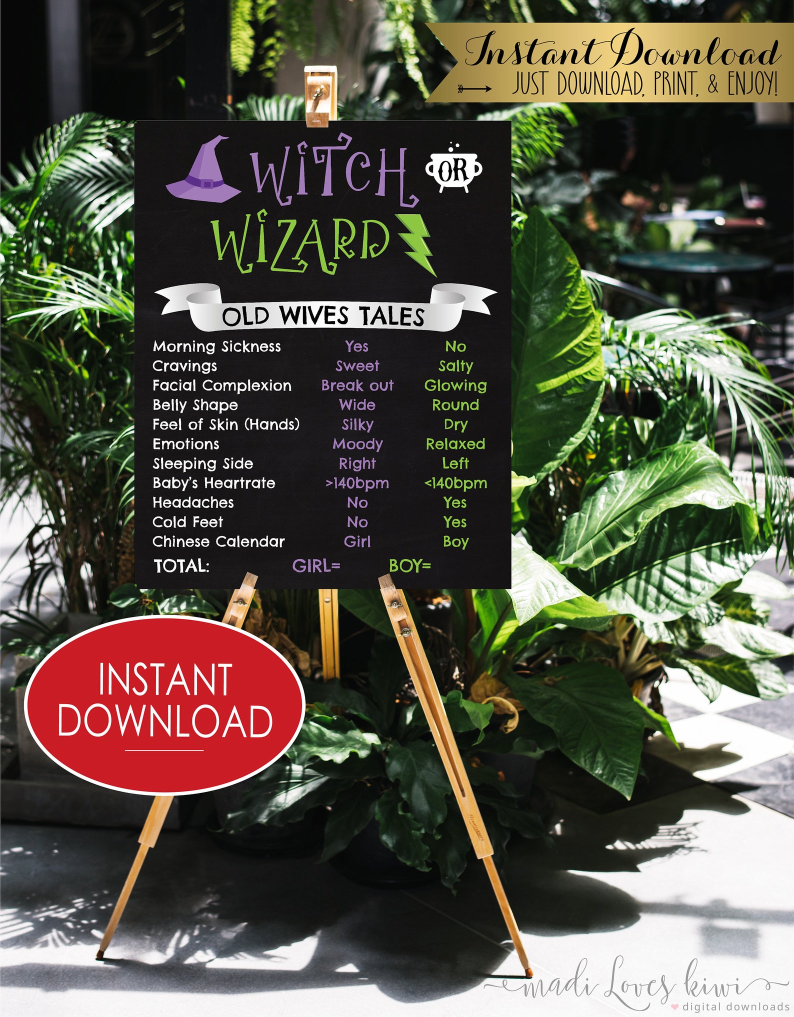 Wizard or Witch Gender Reveal Decoration Kit Printable Old - Etsy