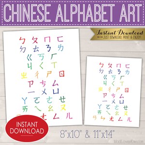 Printable Chinese Alphabet Poster, 8x10 & 11x14 Bopomofo Chart, Zhuyin ...