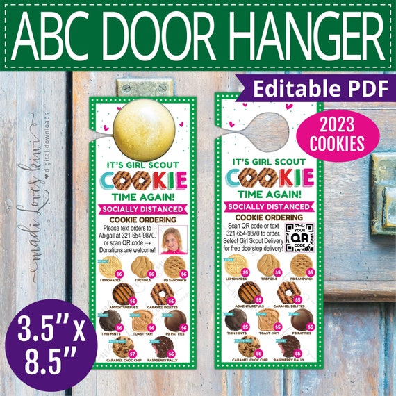 2023 ABC Girl Scout Door Hanger for VISTAPRINT, Printable Cookie Order ...