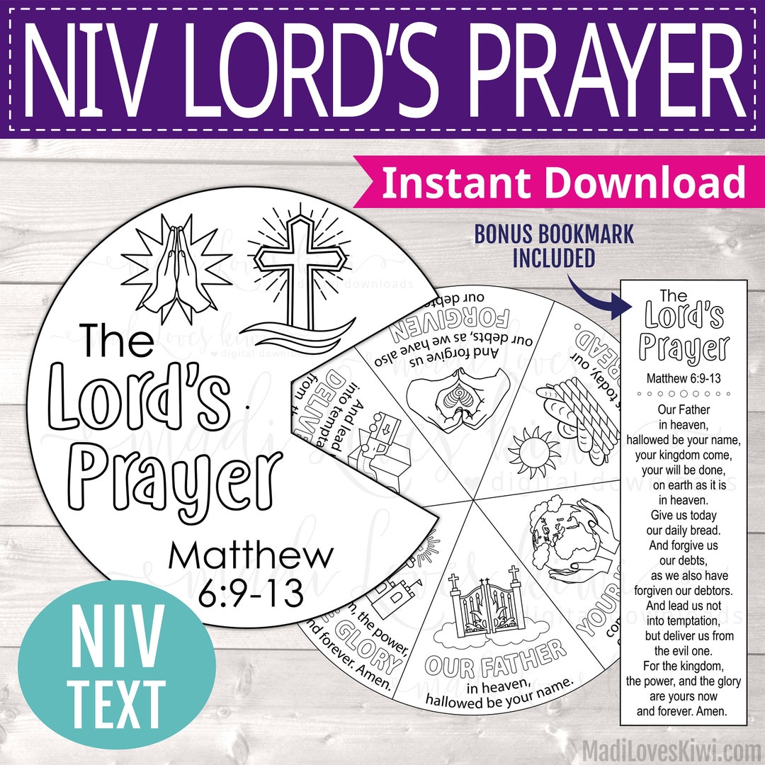 Printable Lords Prayer Wheel NIV, Lord's Bible Verse Sunday School ...