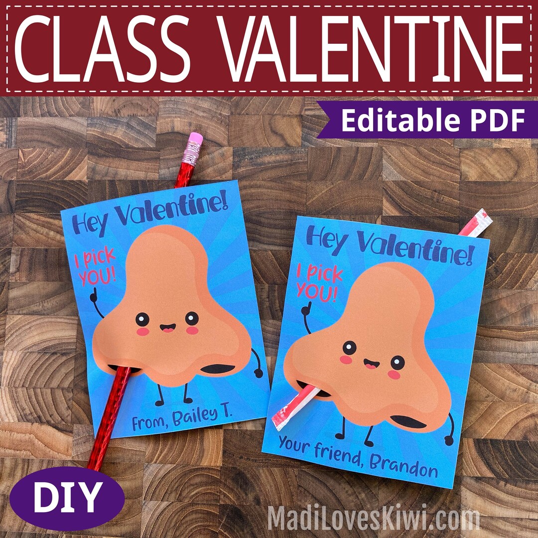 Printable I Pick You Valentine Card, Editable Funny Nose Picking Pencil ...