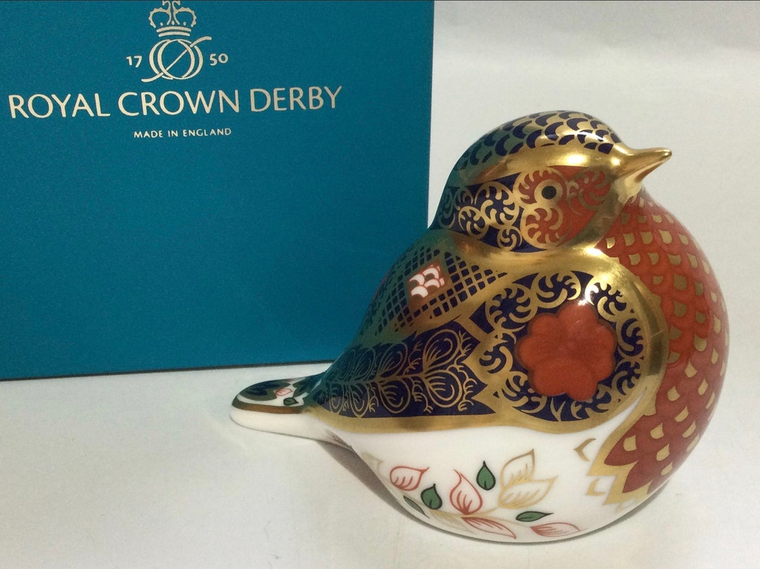 BOXED Royal Crown Derby Solid Gold Band ROBIN Paperweight - Etsy
