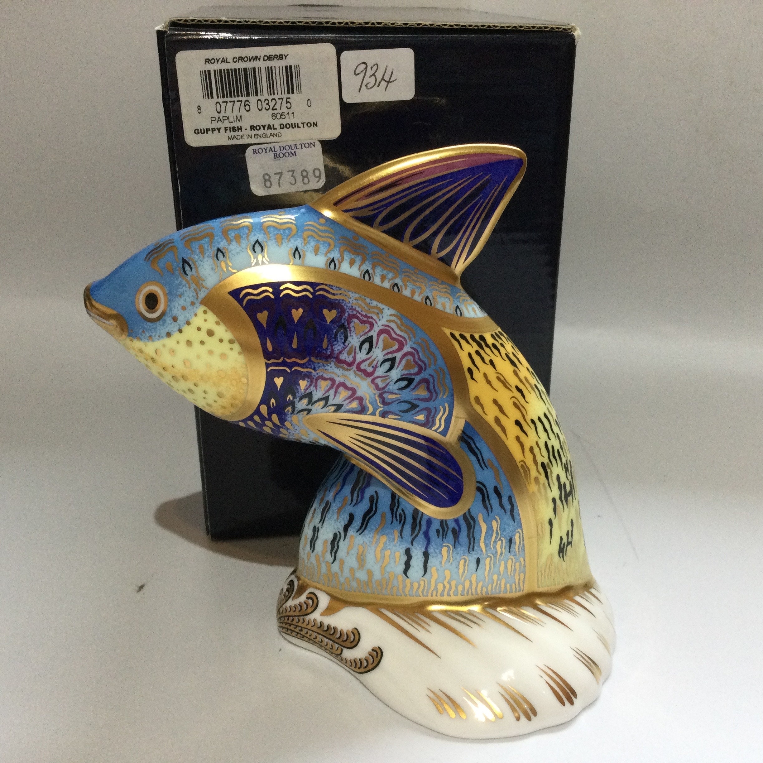 BOXED Royal Crown Derby GUPPY FISH Paperweight #934 of 2,500 - Etsy