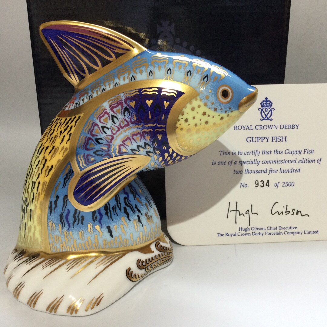 BOXED Royal Crown Derby GUPPY FISH Paperweight #934 of 2,500 - Etsy