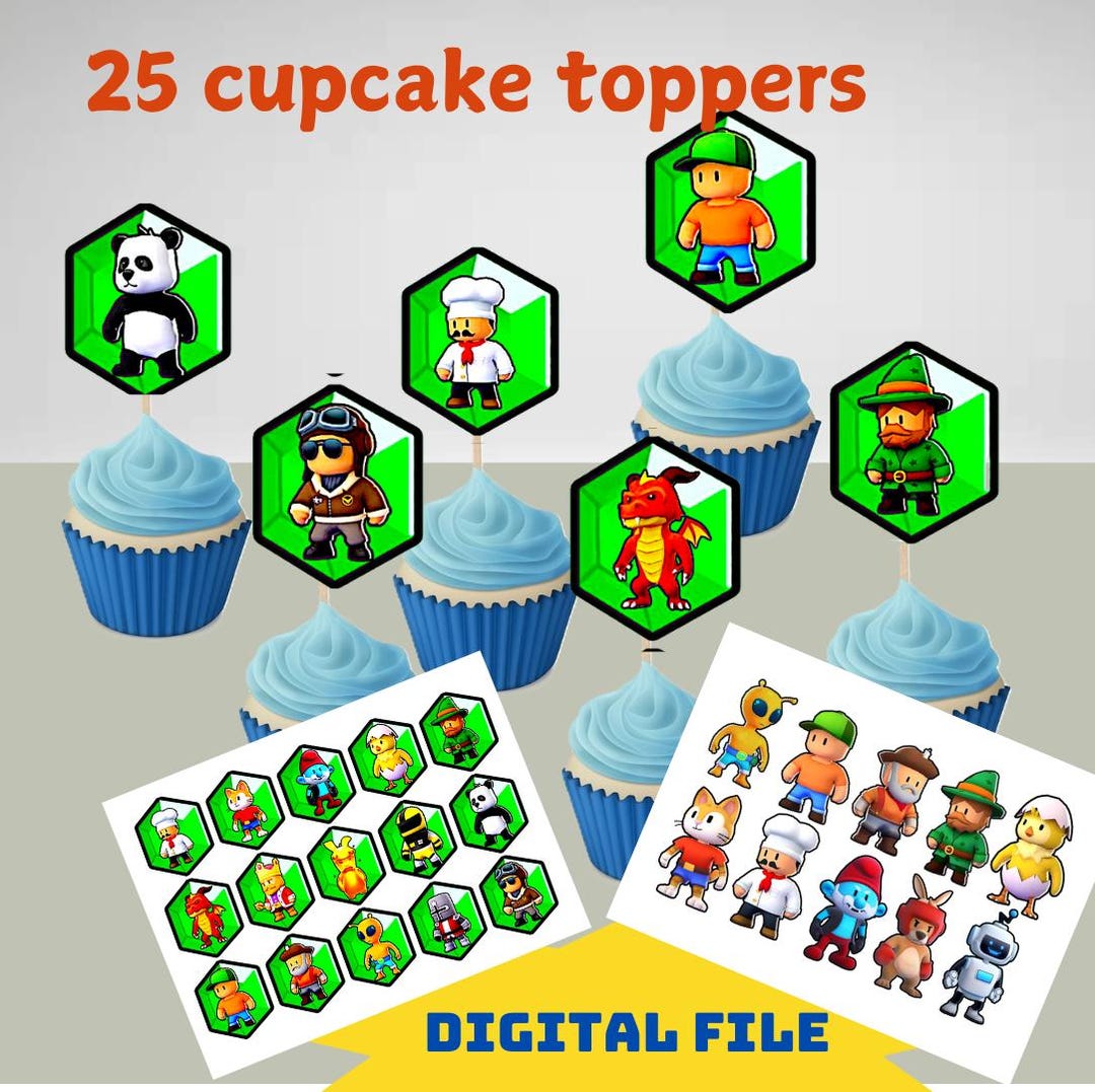 Cupcake Toppers Stumble. Topper Guys. Digital File - Etsy