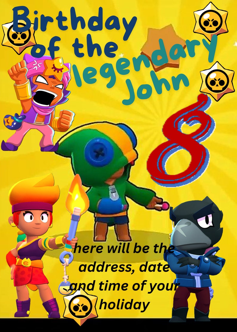 Brawl Stars Birthday Invitation Card. Digital File - Etsy Australia