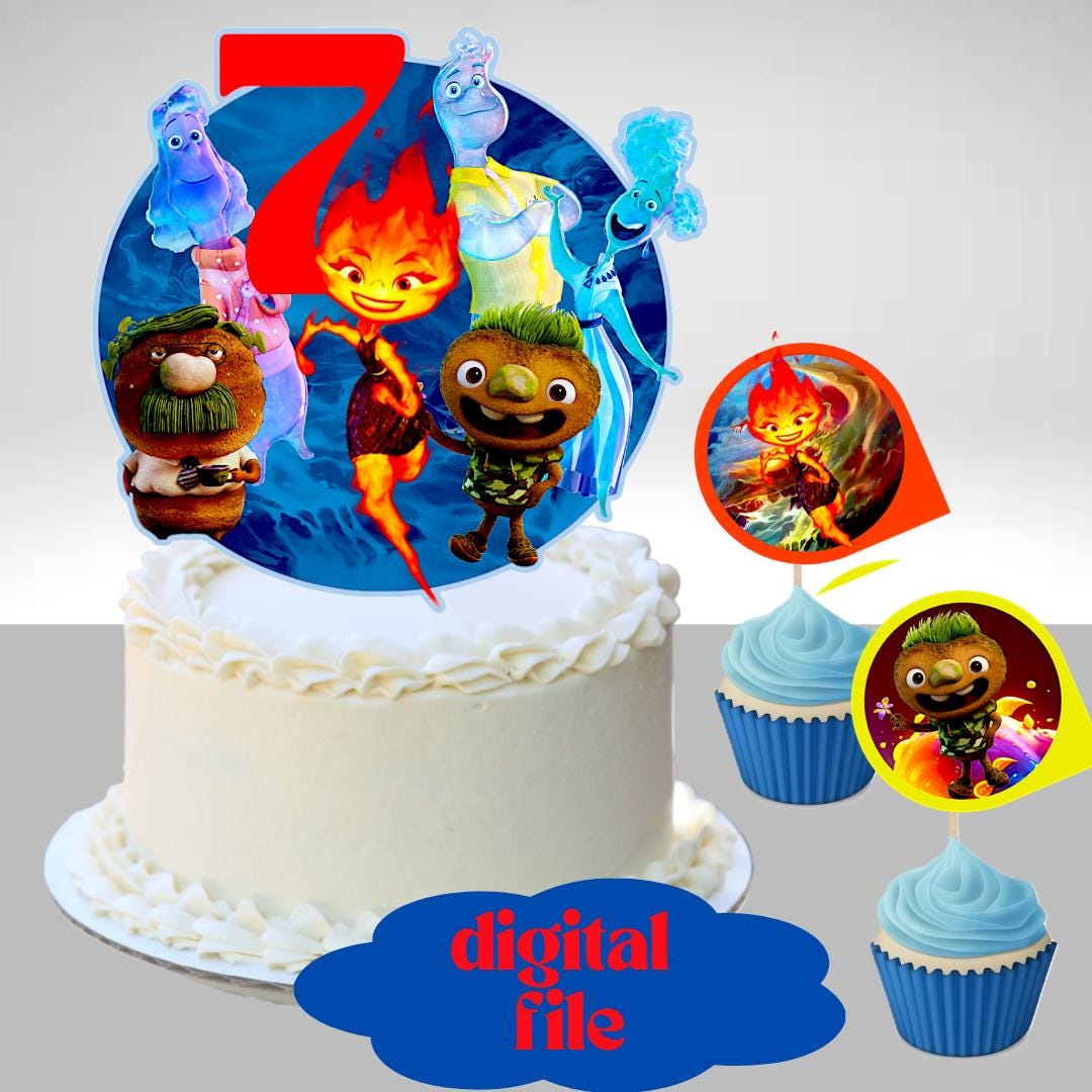 Cake Topper is Elemental. Elemental Topper. Cupcake Topper. Digital ...