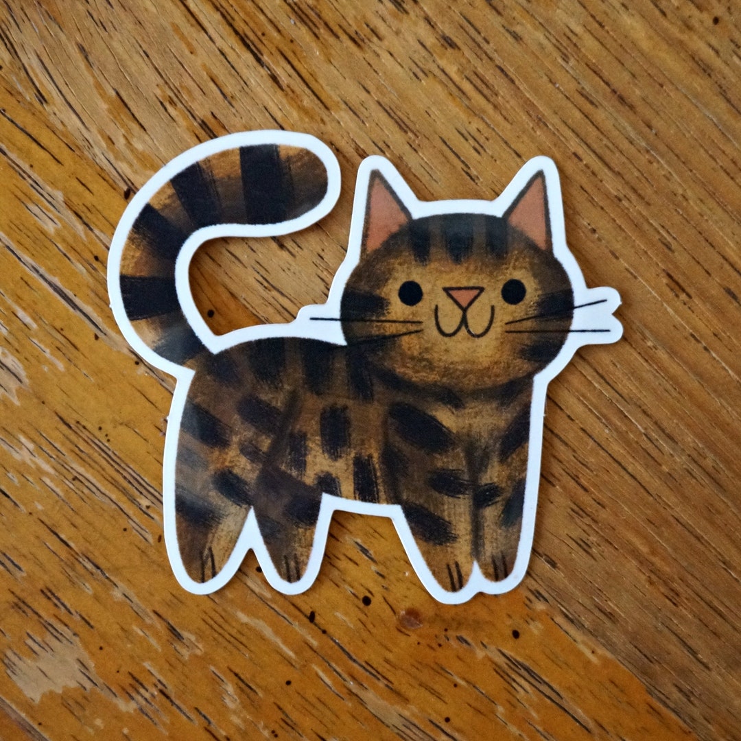 Brown Tabby Cat Vinyl Sticker - Etsy