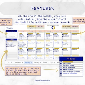 Monthly Calendar Spreadsheet Template Google Sheets Task Tracker Daily ...