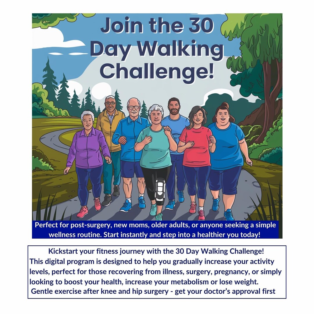 30 Day Walking Challenge Printable Monthly Walking Tracker Digital ...