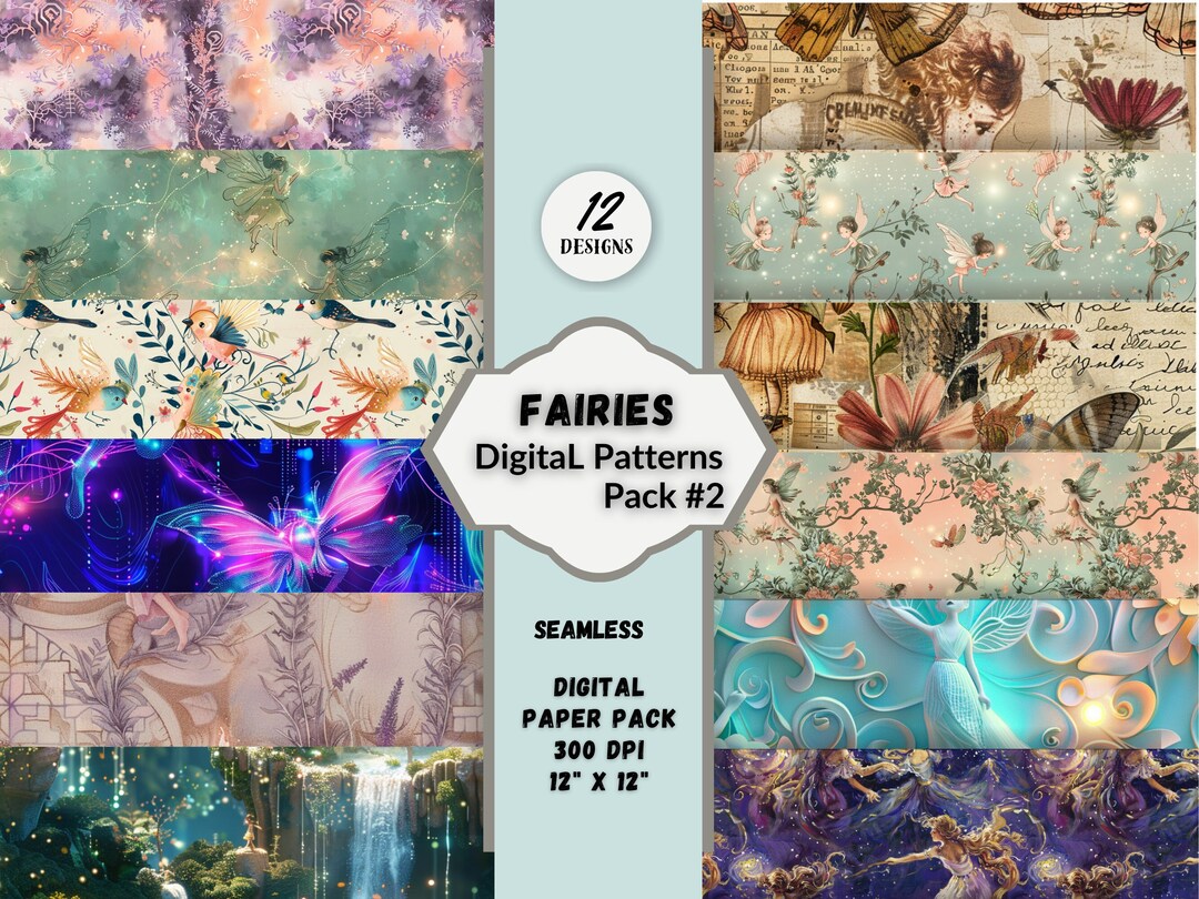 Magical Fairy Digital Papers Instant Download Seamless Patterns Cute ...
