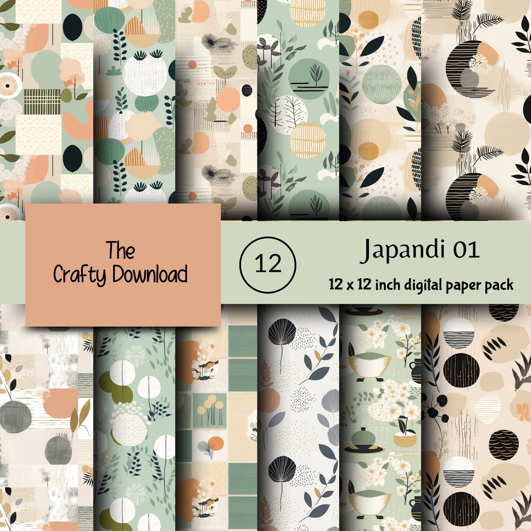 Japandi Digital Paper Japanese Scandinavian Home Decor Neutral Seamless ...