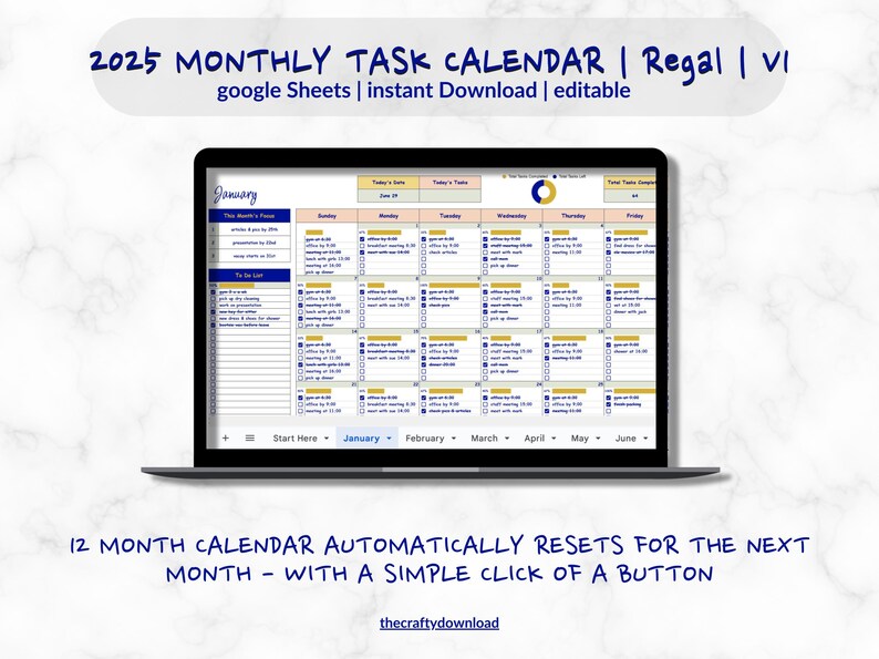 Monthly Calendar Spreadsheet Template Google Sheets Task Tracker Daily ...