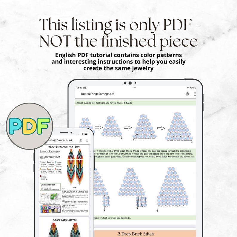 PDF White Tribal Beaded Earrings Pattern, for Beginner Pattern Native ...