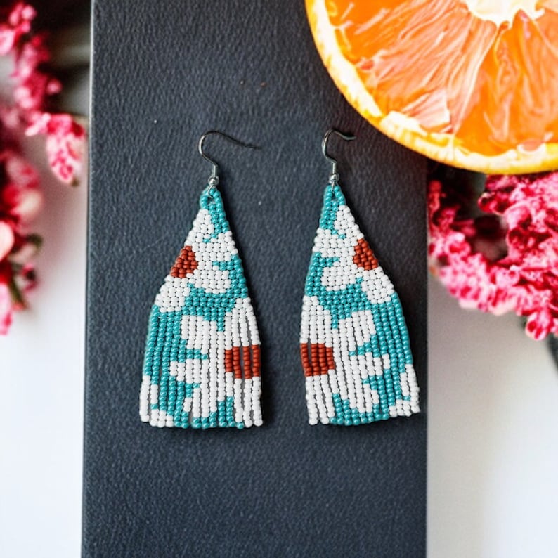 PDF Pattern Beaded Daisy Flower Bead Fringe Earrings, Seed Beads Floral ...