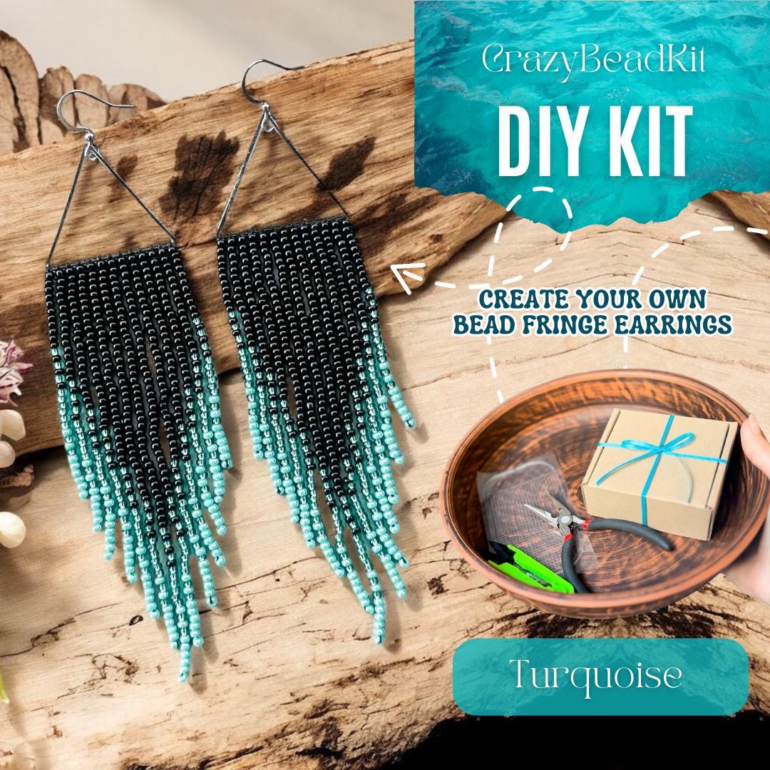 DIY Beaded Black Turquoise Earrings Kit, Create Stunning Handmade ...
