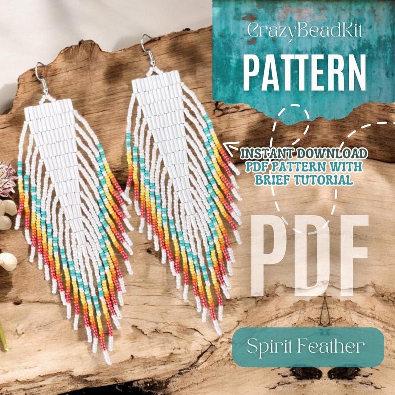 PDF White Tribal Beaded Earrings Pattern, for Beginner Pattern Native ...