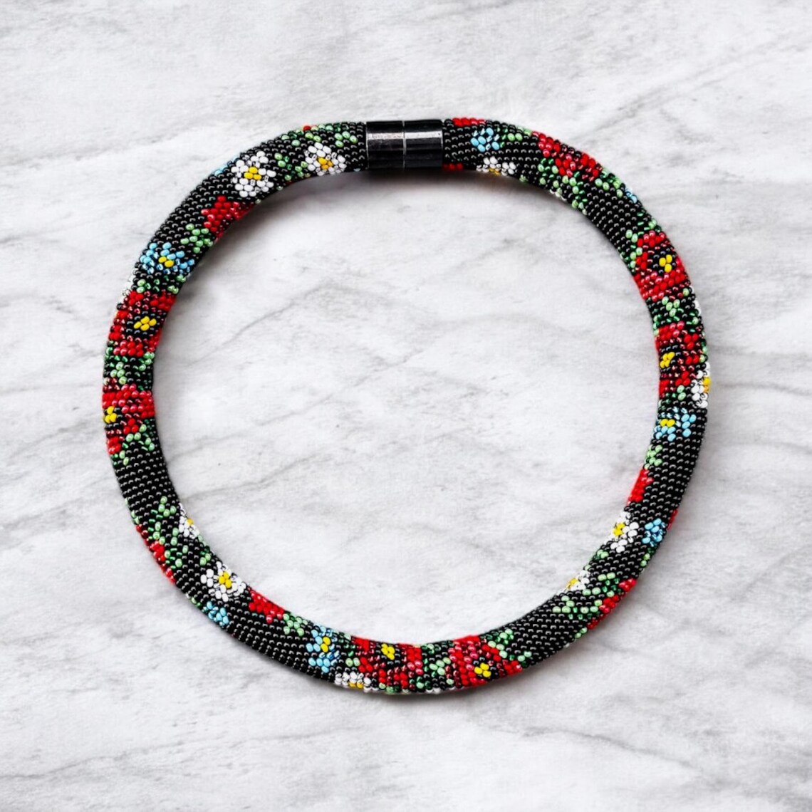 PDF Pattern to Make Bead Floral Crochet Necklace, Craft Pattern Field ...