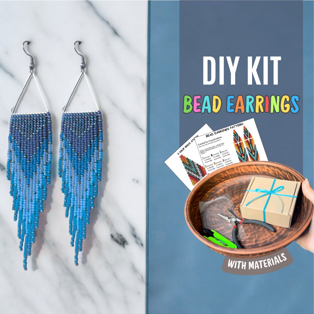 DIY Kit Native Blue Ombre Earrings, Craft Gifts, Gift for Her DIY ...