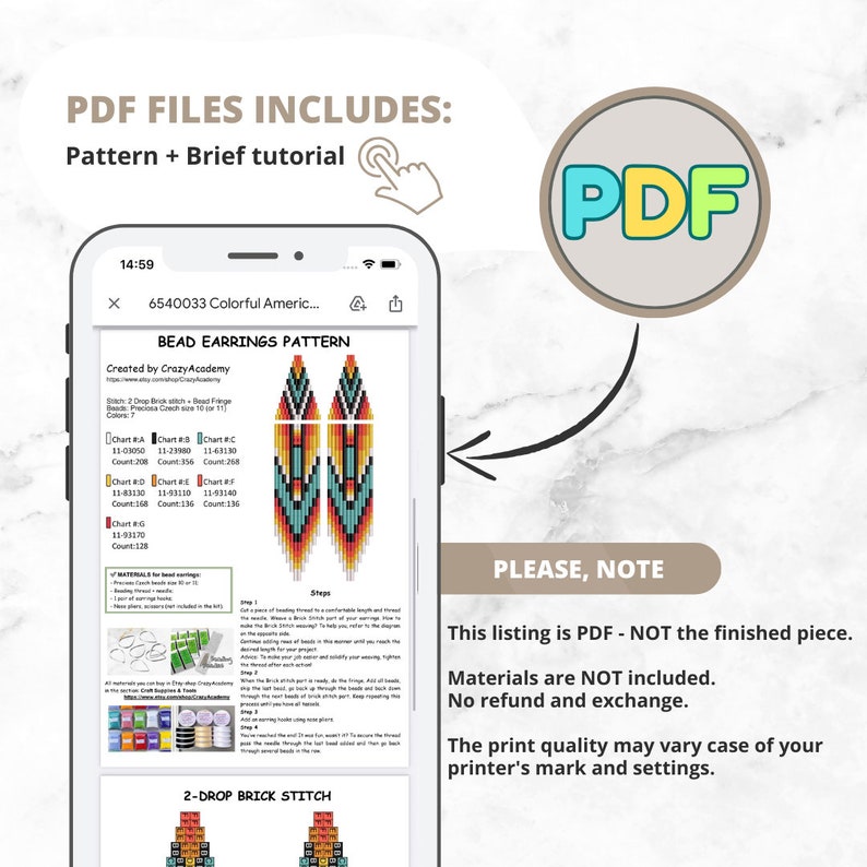 PDF White Tribal Beaded Earrings Pattern, for Beginner Pattern Native ...