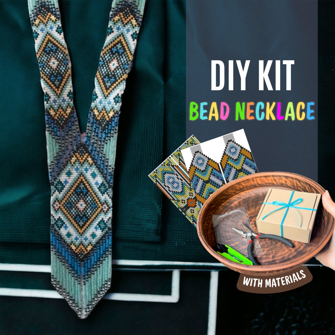 DIY Beaded Necklace Craft Kit, Beginner Jewelry Making Set, Bead Loom ...