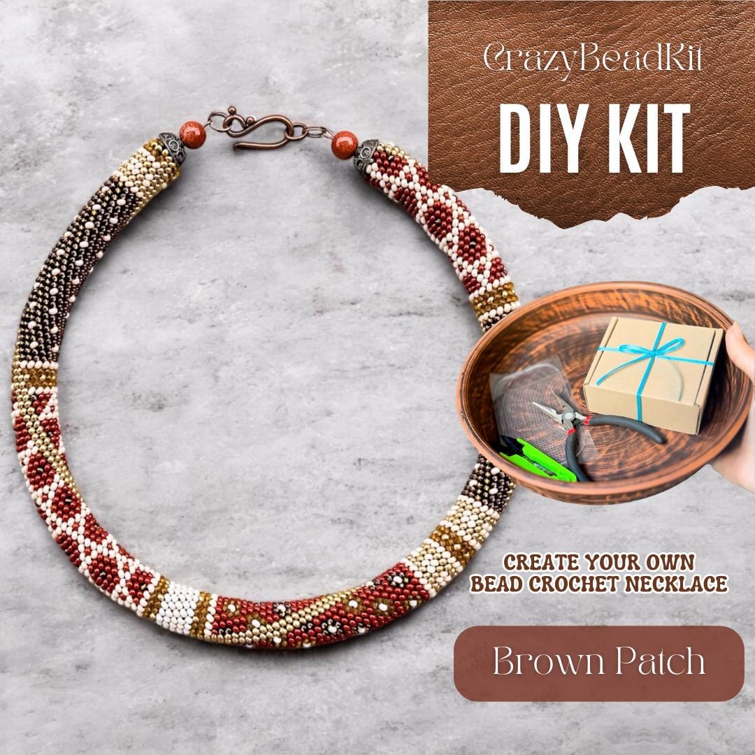 DIY Beaded Crochet Necklace Kit, Geometric Boho Jewelry Making Kit ...