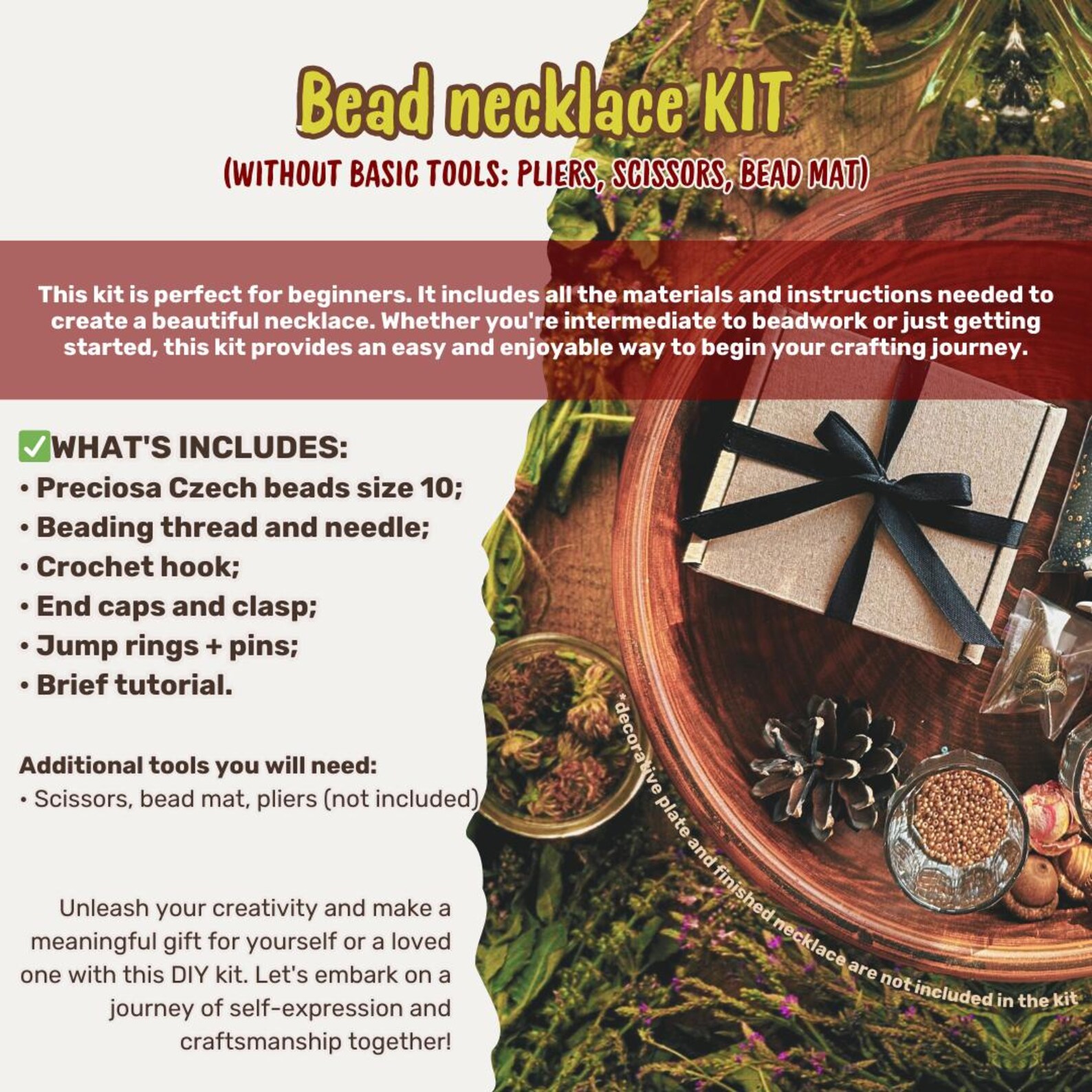 DIY Beaded Crochet Necklace Kit, Geometric Boho Jewelry Making Kit ...