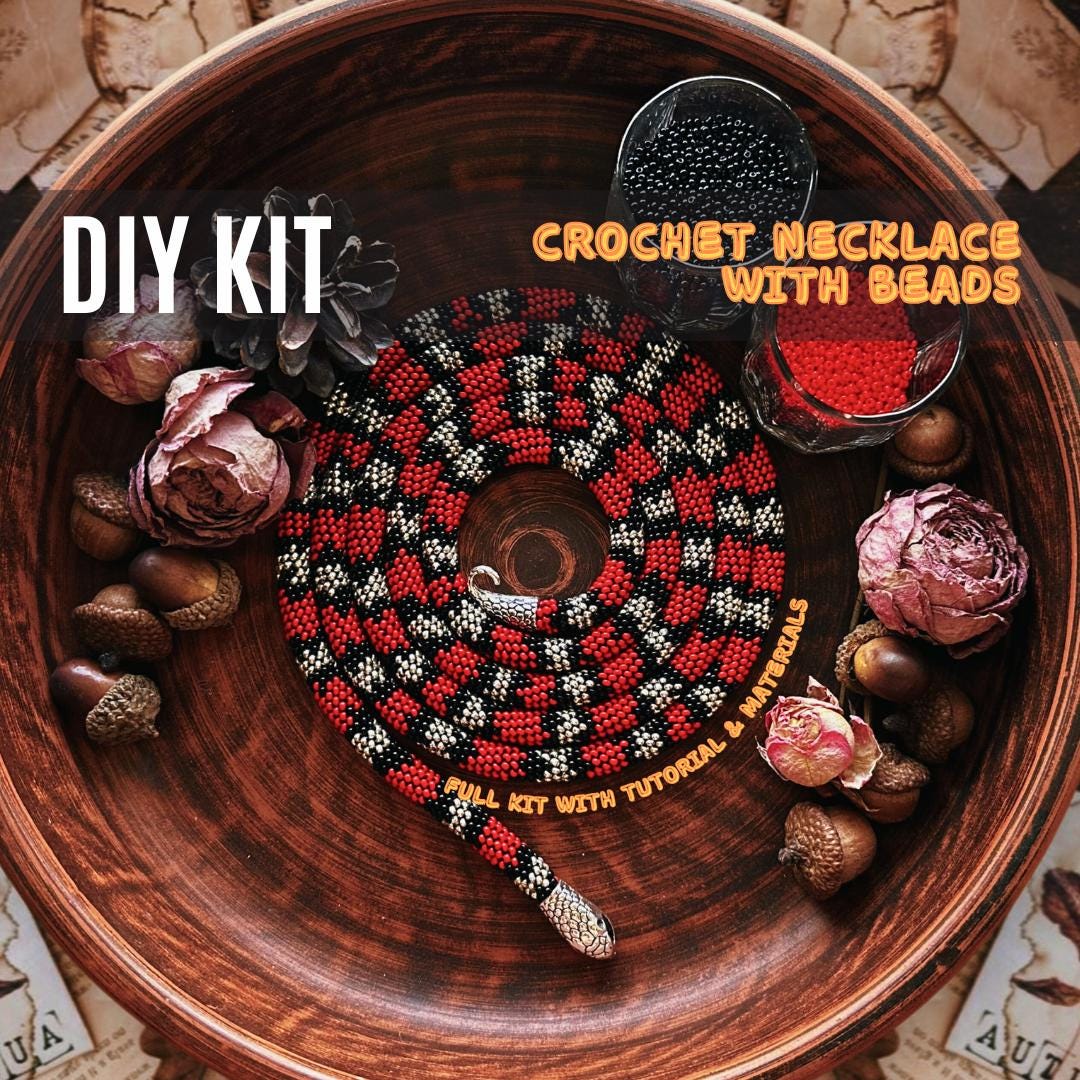 DIY Bead Crochet Kit, Crochet Red Snake Rope, Bead Snake Kit, Diy Kit ...