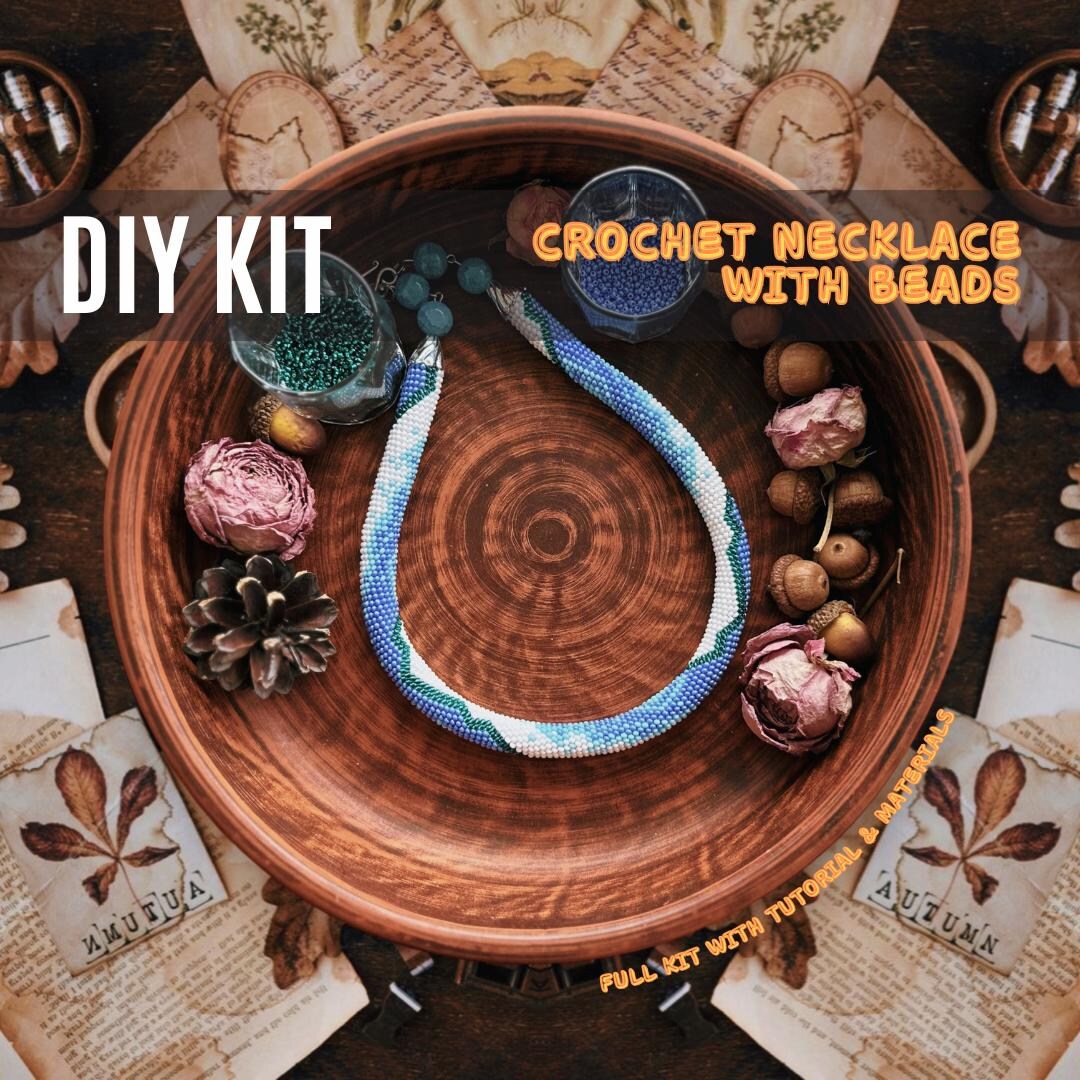 DIY Crochet Beaded Necklace Kit, Bead Crochet Rope Jewelry Making Set ...